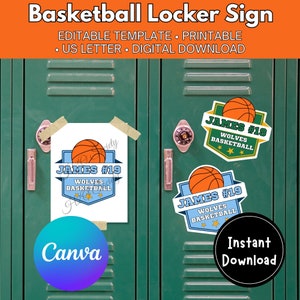 Basketball Team Sign, Canva Template, Locker Decoration, Basketball Tag ...