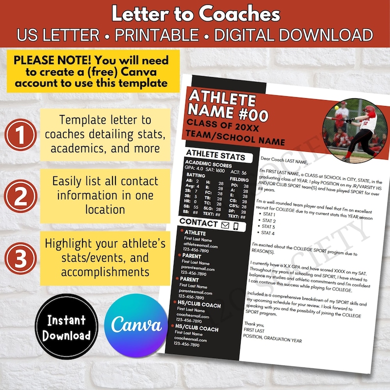 Softball Player Profile, Athlete Profile Sheet, College Recruiting ...