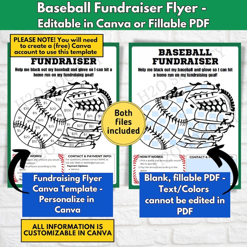 Baseball Fundraiser Template, Color My Baseball, Fundraiser Flyer, Team ...