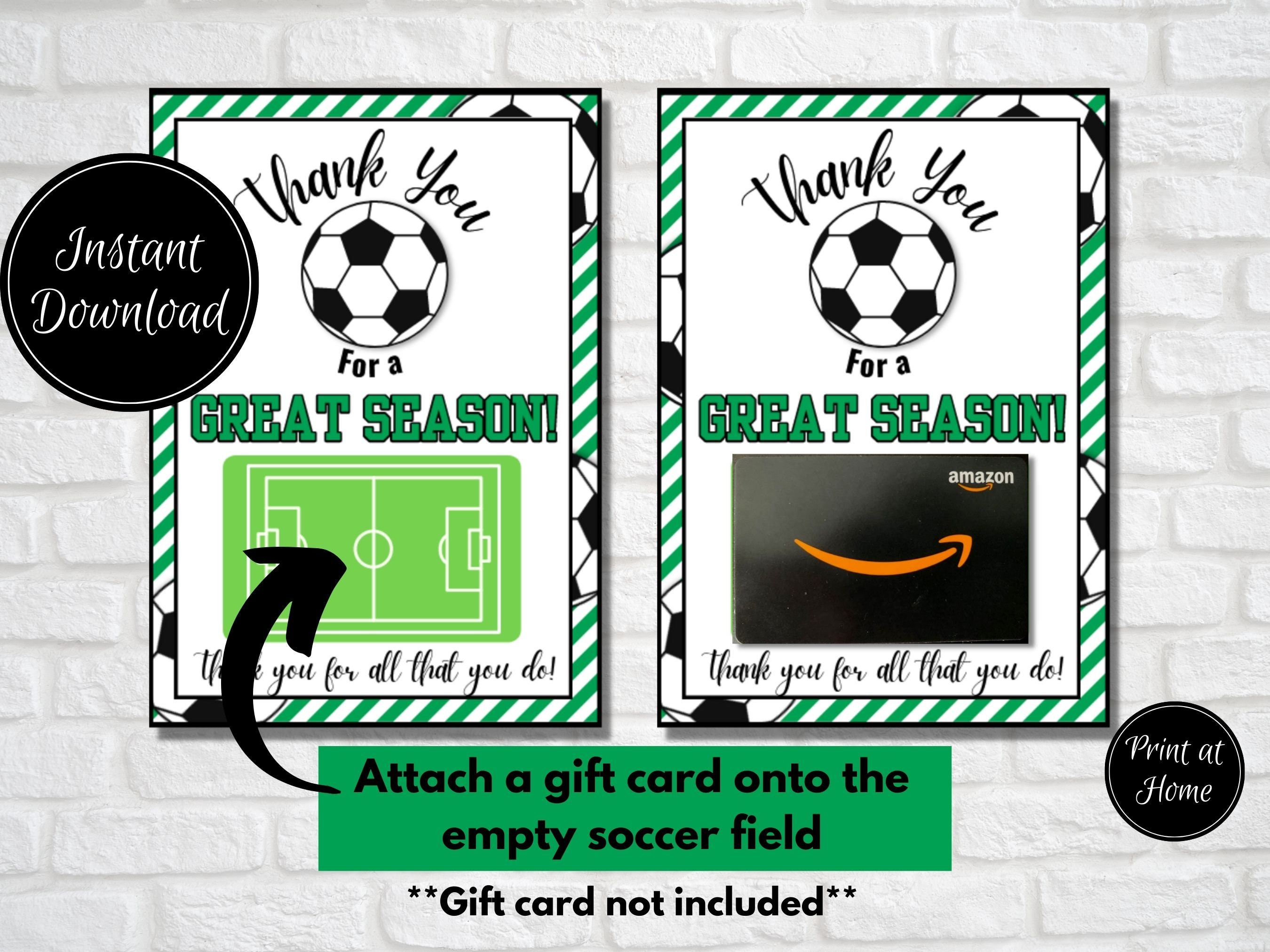 Soccer Coach Thank You Card, Printable Soccer Coach Gift Card Holder ...