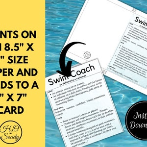 Swim Coach Thank You Card, Swim Coach Gift, Coach Appreciation Card ...