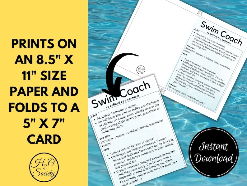Swim Coach Thank You Card Swim Coach Gift Coach Appreciation - Etsy