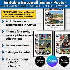 Baseball Photo Collage, Senior Poster, Senior Night Graduation Gift ...