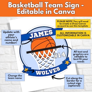 Basketball Door Sign, Canva Template, Locker Decoration, Basketball Tag ...