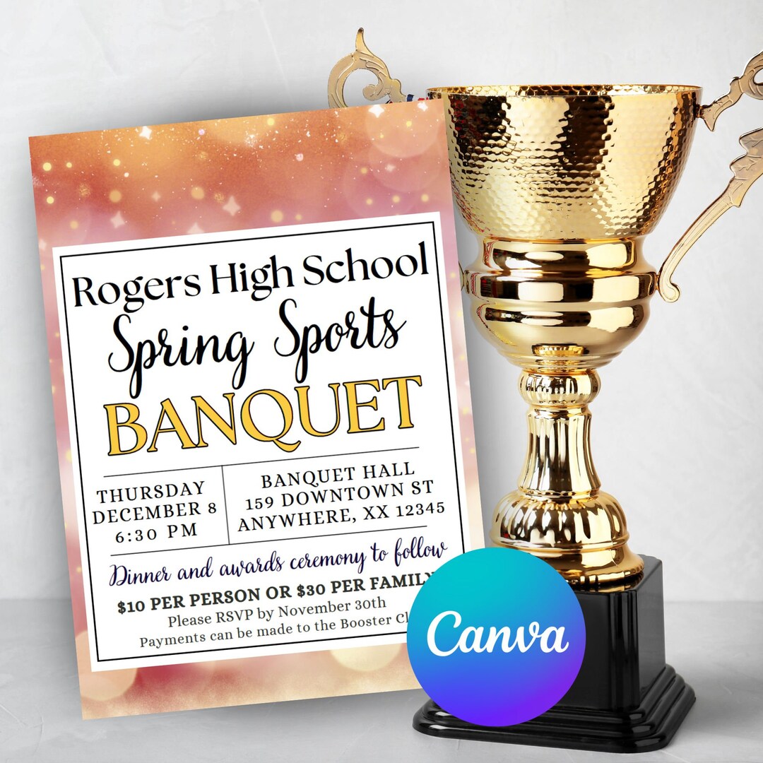 Editable Sports Banquet Invitation Template, All Sports, Team Party ...