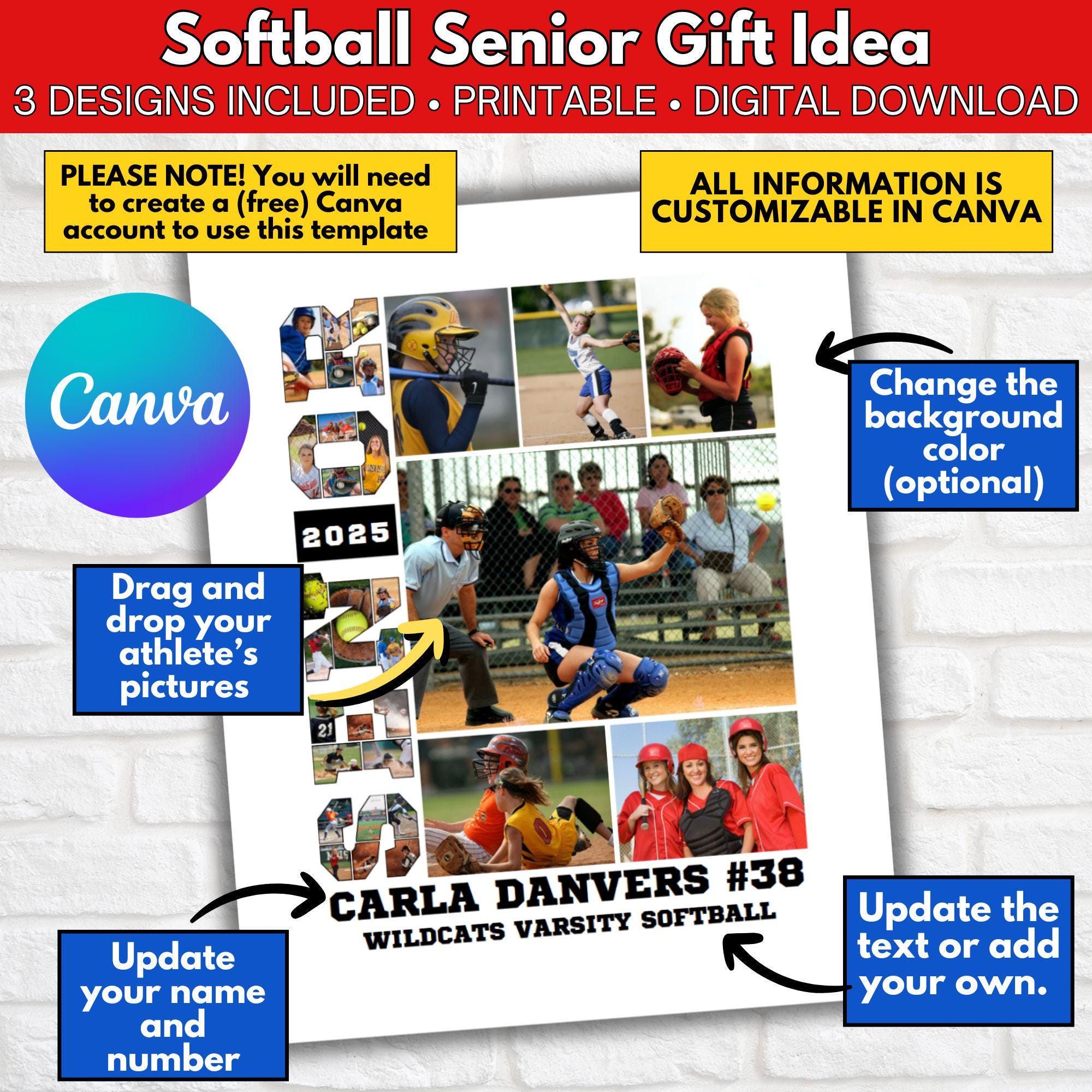 Softball Photo Collage, Senior Poster, Senior Night Graduation Gift ...
