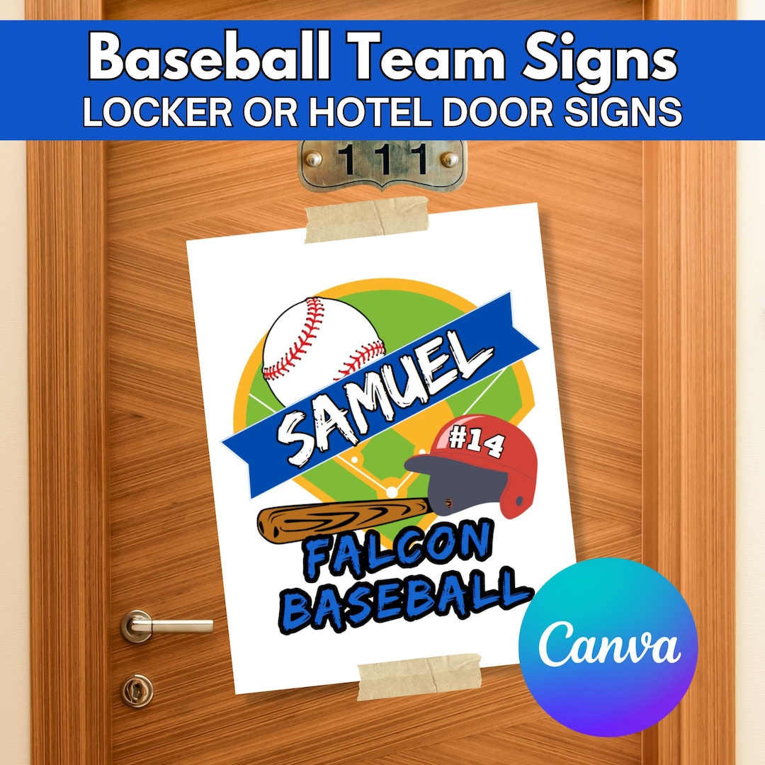 Baseball Door Sign, Canva Template, Locker Decoration, Baseball Tags ...