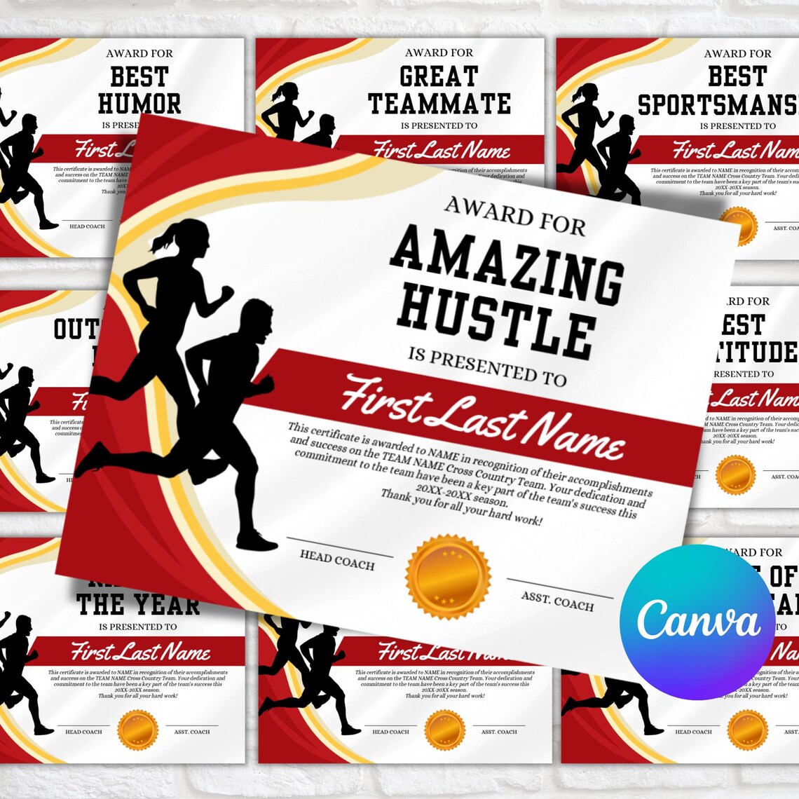 Editable Cross Country Certificates, Canva Template, Certificate ...