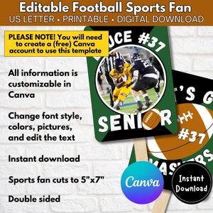 Editable Football Poster, Senior Fan, Football Gift, Senior Night ...