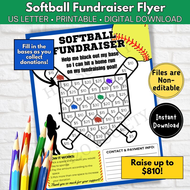 Softball Fundraiser Template, Color My Plate, Fundraiser Flyer, Team ...