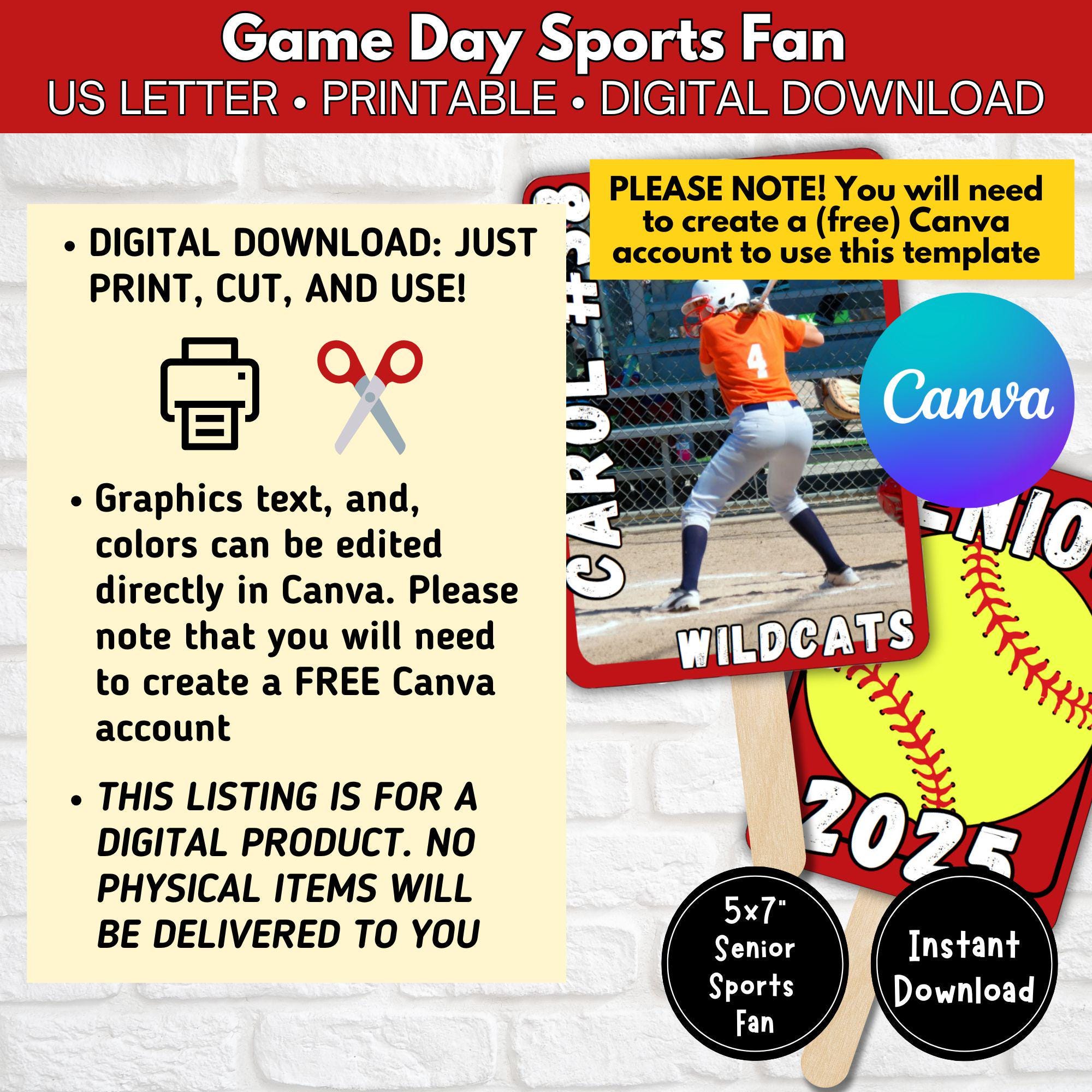 Editable Softball Poster, Senior Fan, Softball Gift, Senior Night ...