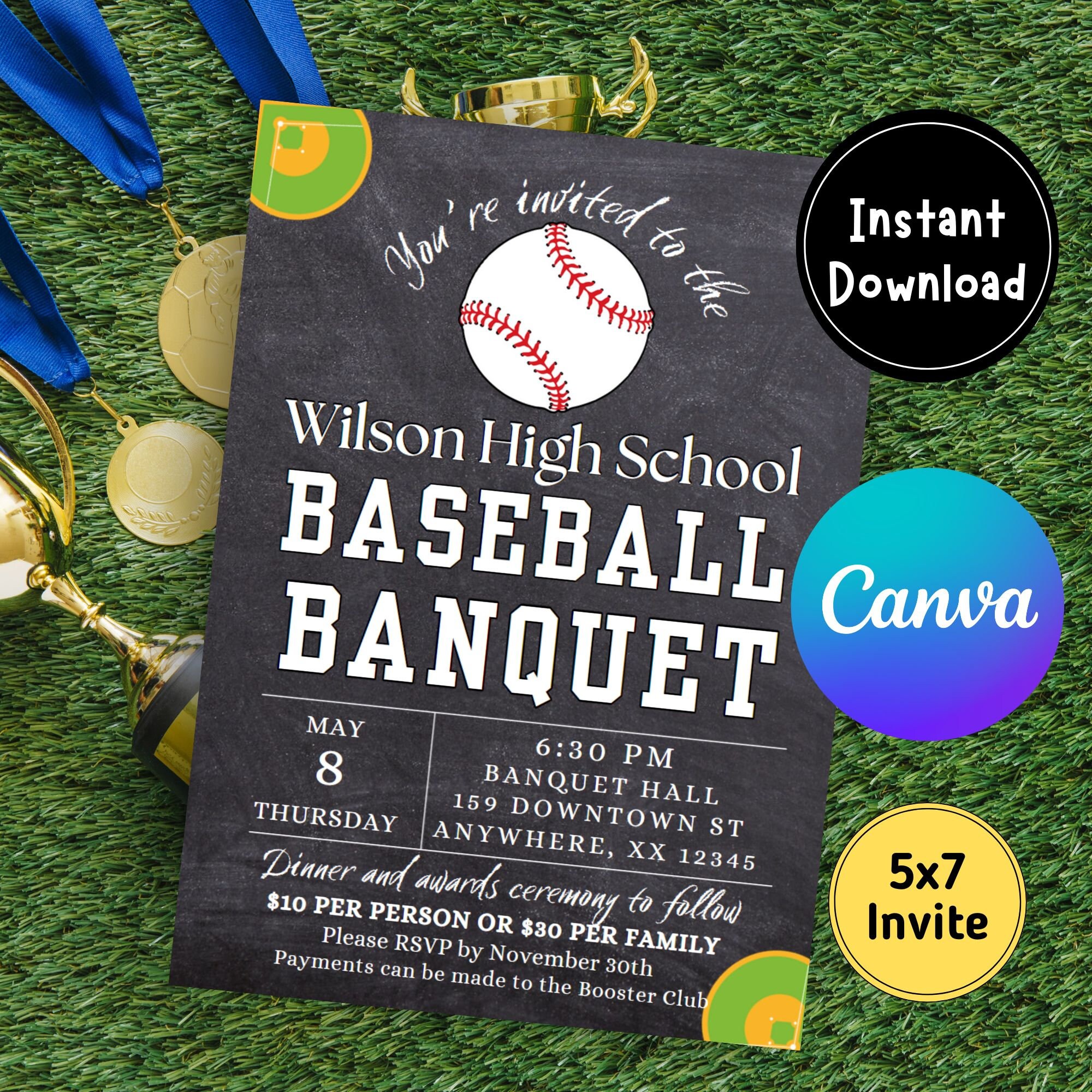 Printable Baseball Invitation Template, Team Party, End of Season ...