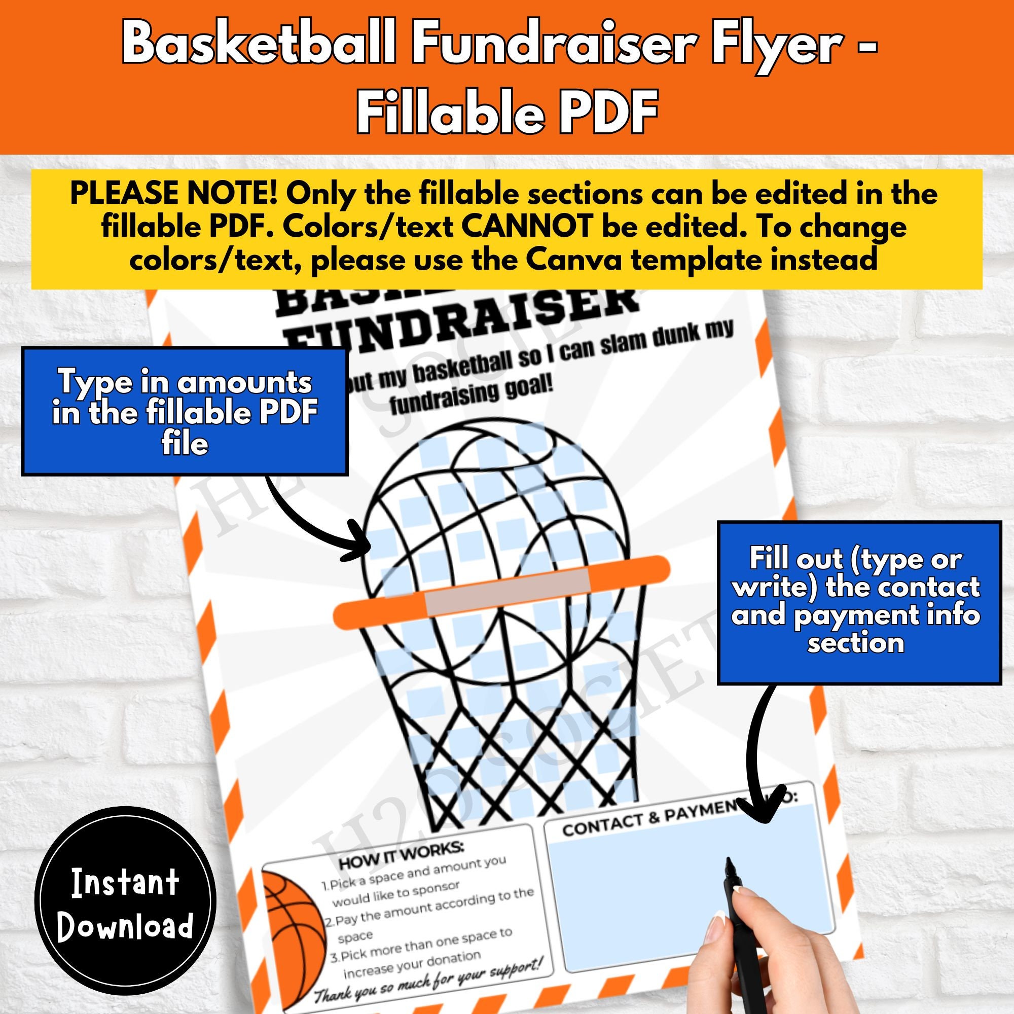 Basketball Fundraiser Template, Color My Basketball, Fundraiser Flyer ...