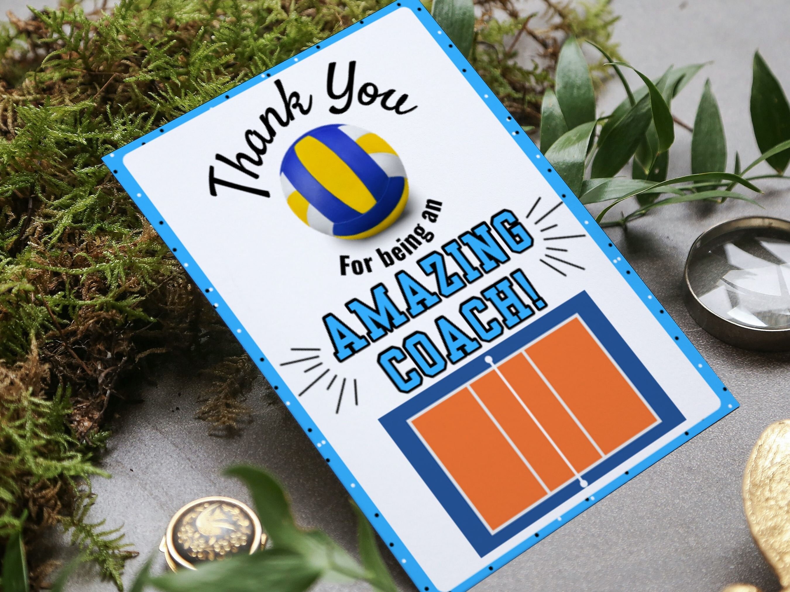 Volleyball Coach Thank You Card, Gift Card Holder, Coach Appreciation ...