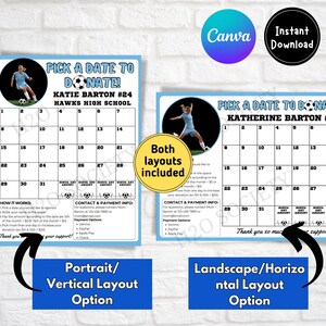Editable Soccer Calendar Fundraiser Template, Pick a Date to Donate ...