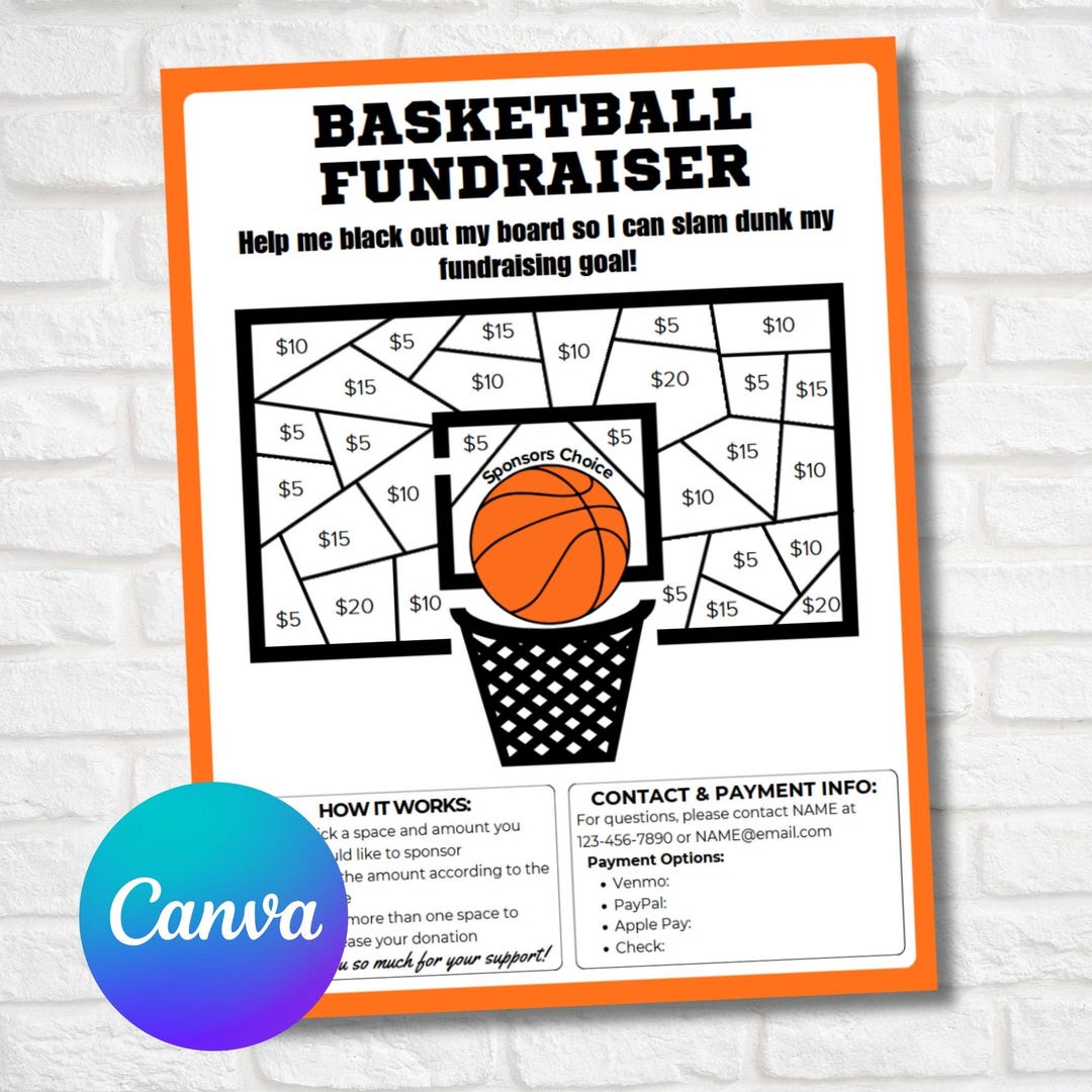 Basketball Fundraiser Flyer Template: Color-in Team Design (canva ...