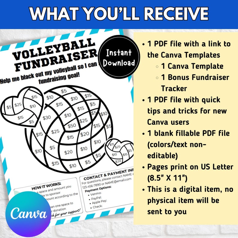 Volleyball Fundraiser Template, Color My Volleyball, Fundraiser Flyer ...
