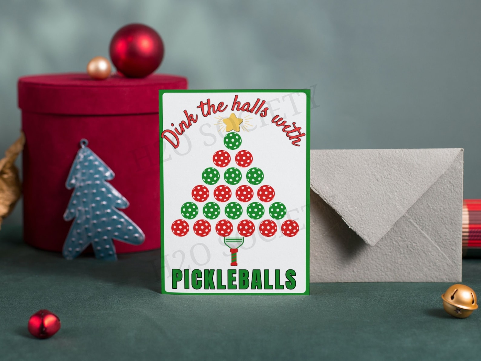 Printable Pickleball Christmas Card, Pickleball Card, Pickleball ...