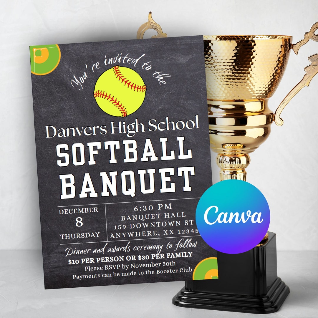 Editable Softball Invitation Template, Team Party, End of Season ...