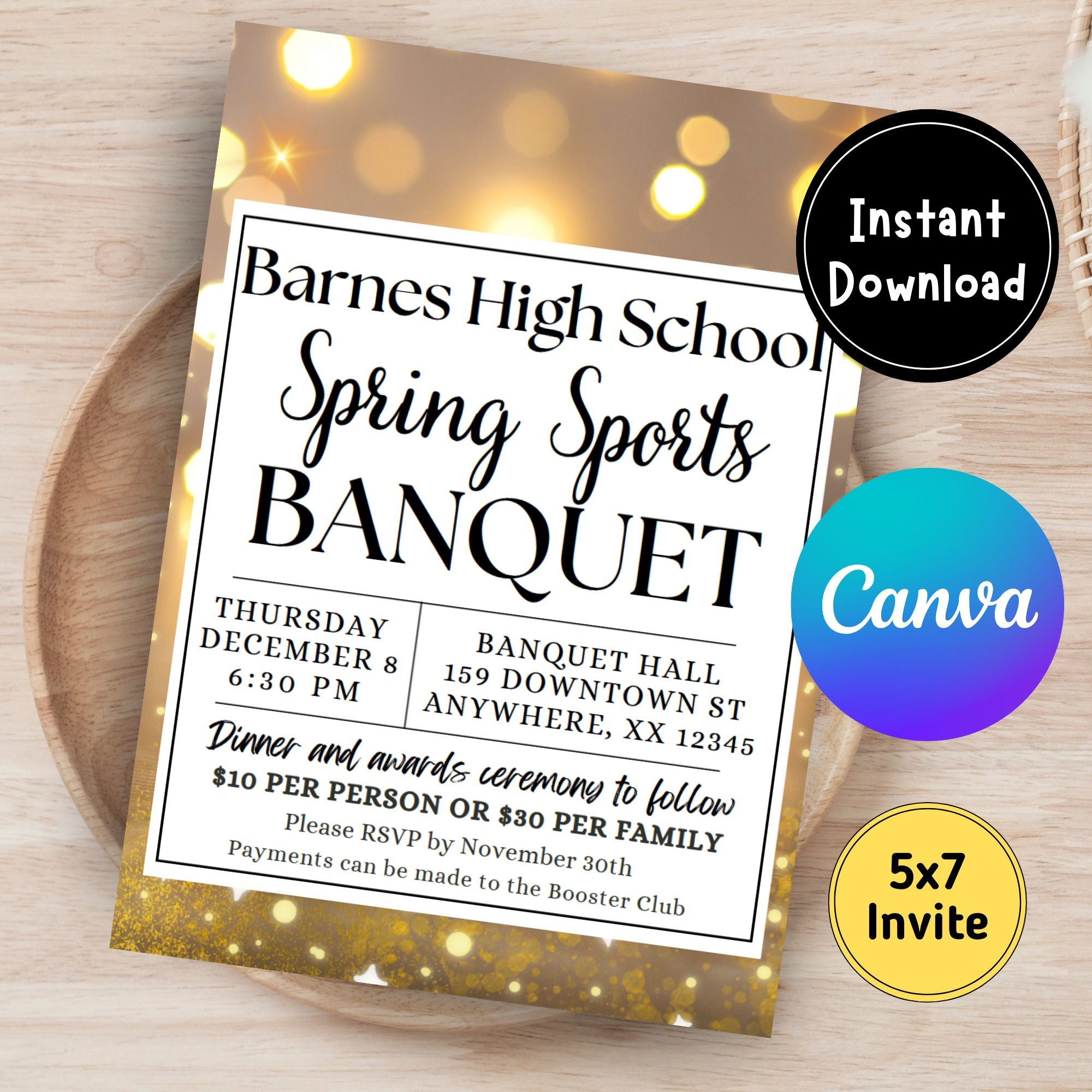 Editable Sports Banquet Invitation Template, All Sports, Team Party ...