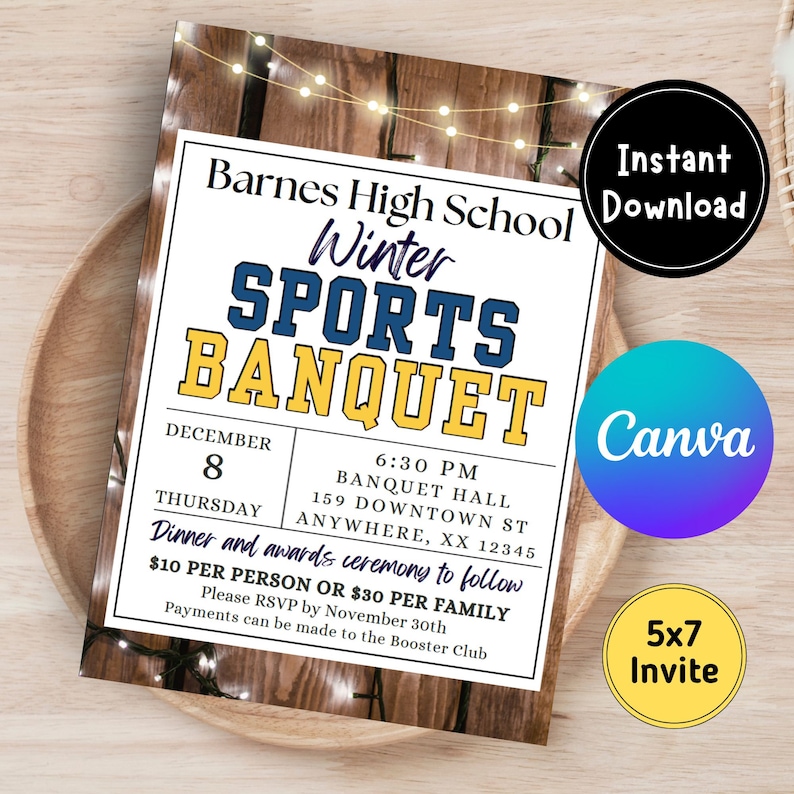 Editable Sports Banquet Invitation Template, All Sports, Team Party ...