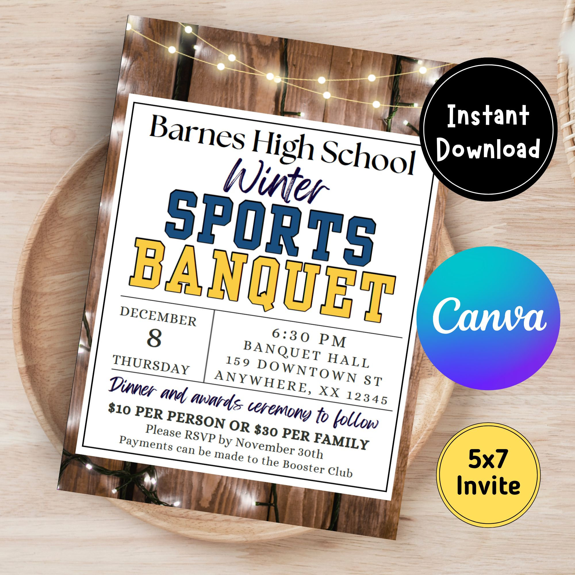 Editable Sports Banquet Invitation Template, All Sports, Team Party ...