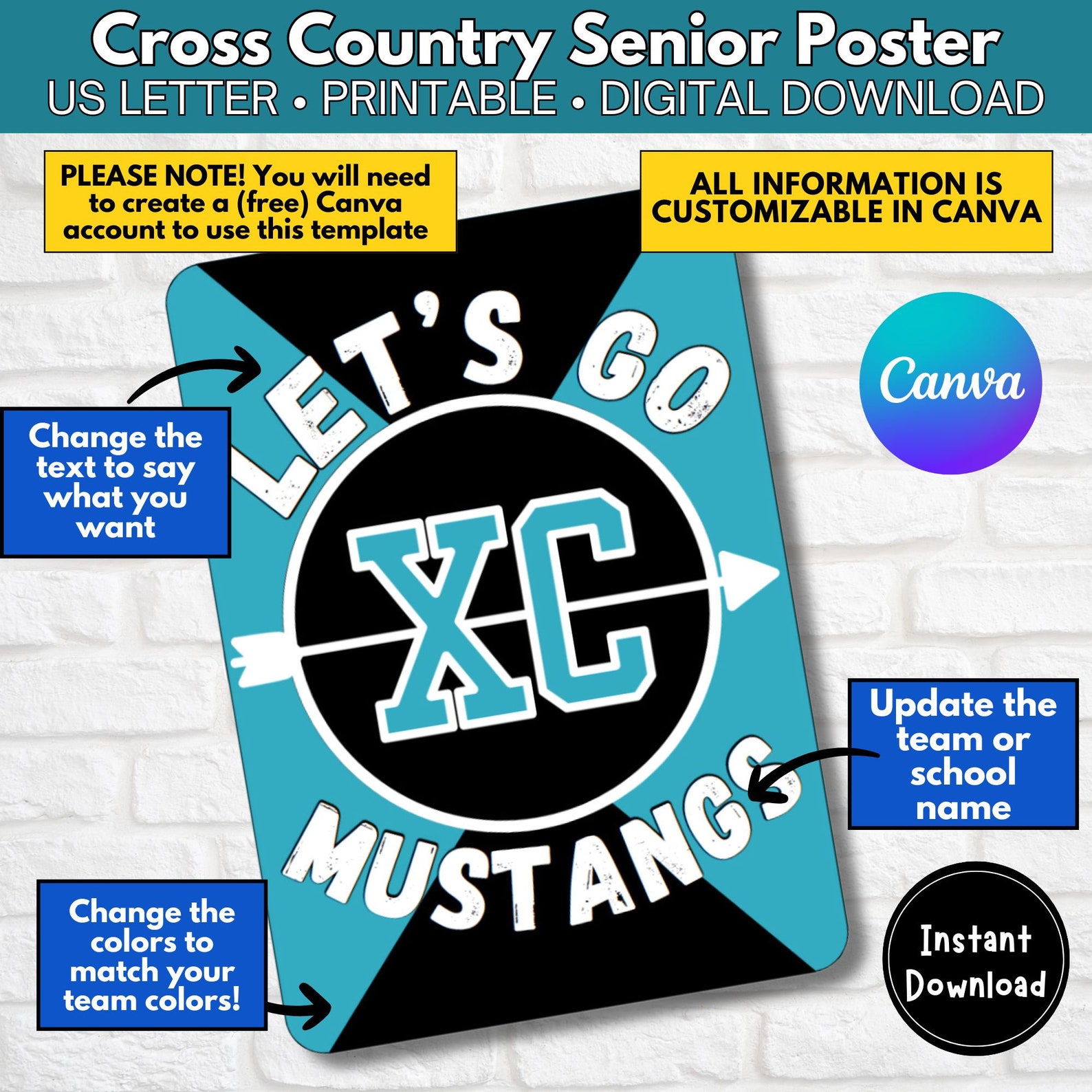 Editable Cross Country Poster, Senior Fan, Cross Country Gift, Senior ...
