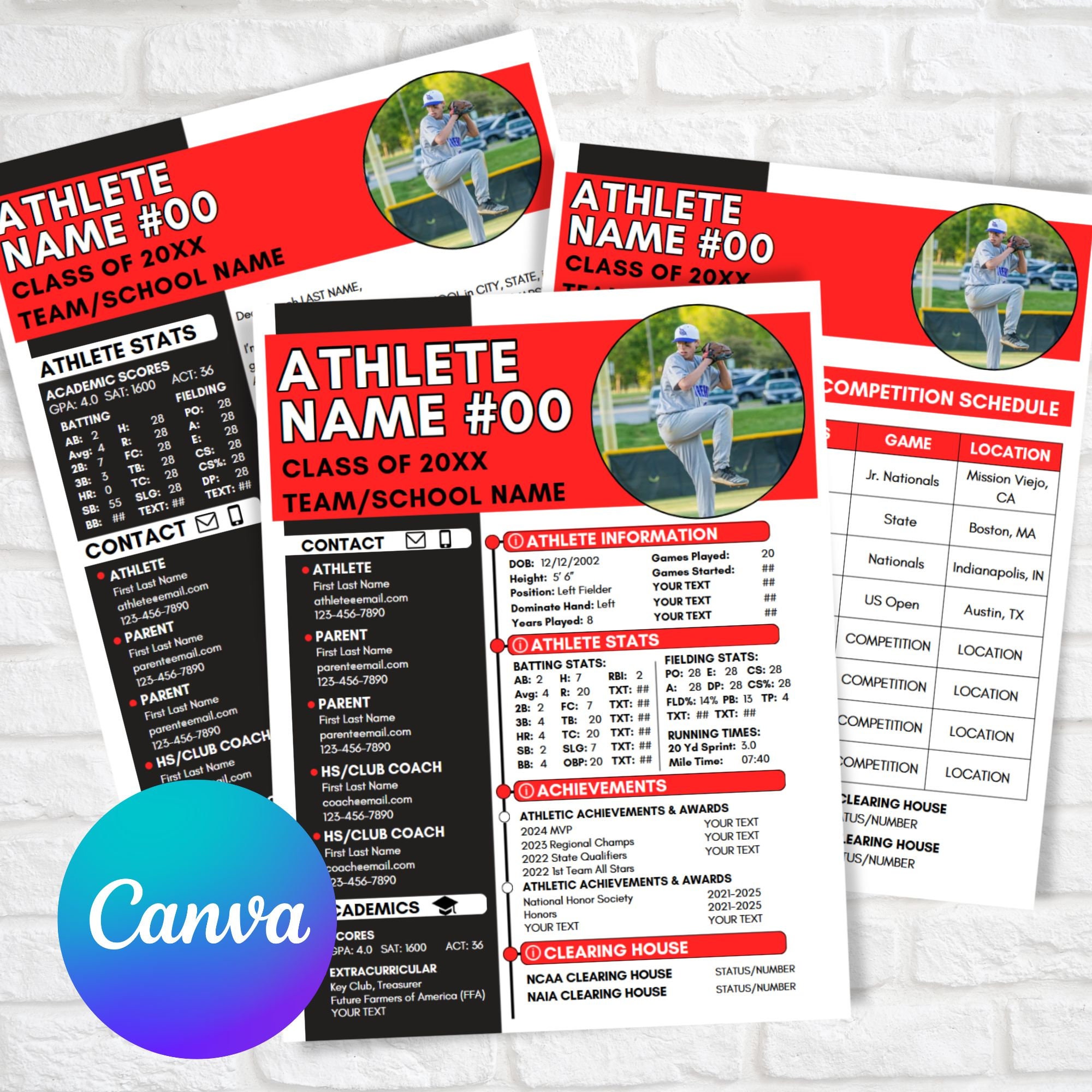 Baseball Player Profile, Athlete Profile Sheet, College Recruiting ...