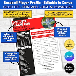 Baseball Player Profile, Athlete Profile Sheet, College Recruiting ...