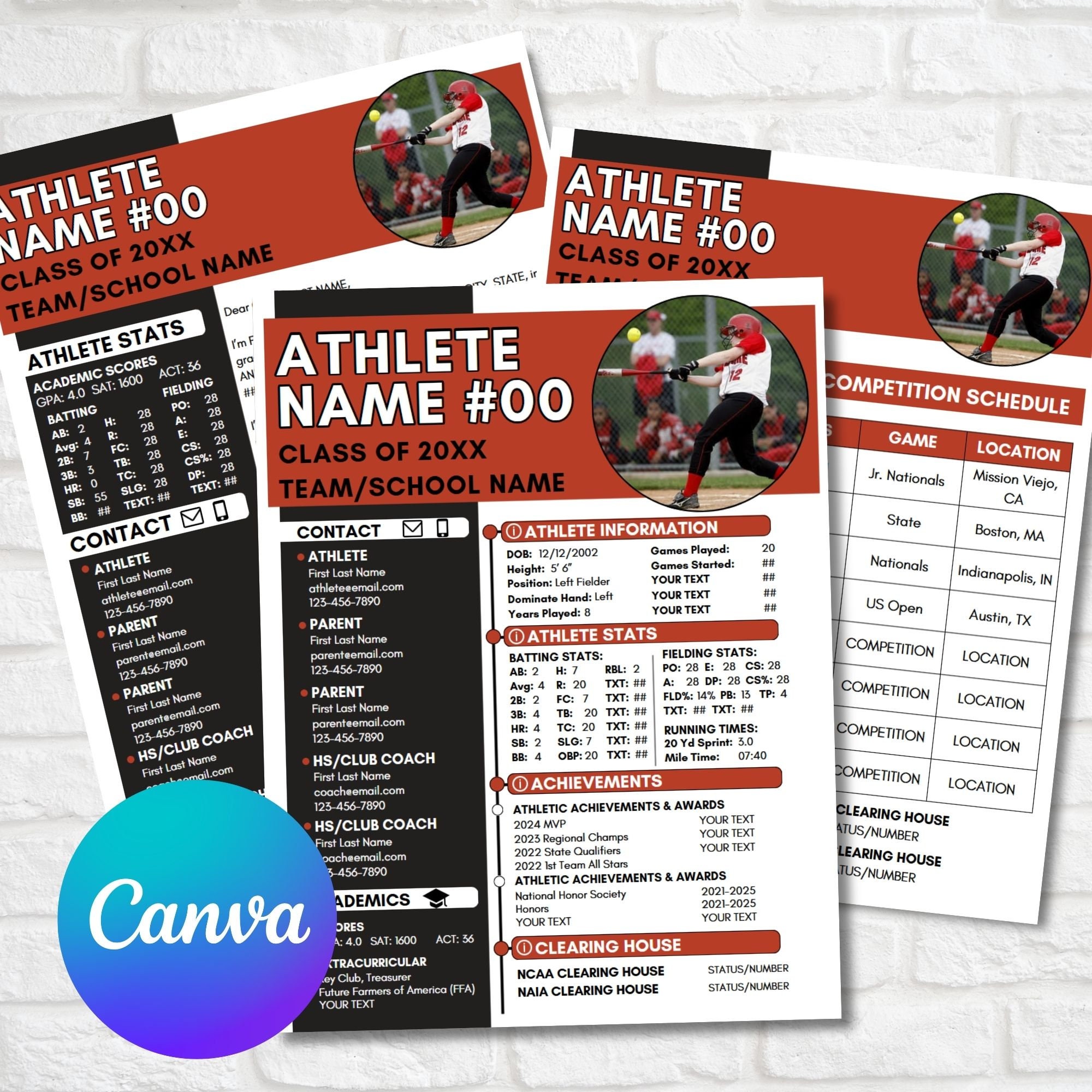 Softball Player Profile, Athlete Profile Sheet, College Recruiting ...