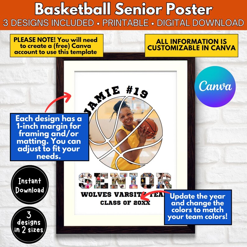 Basketball Photo Collage, Senior Poster, Senior Night Graduation Gift ...