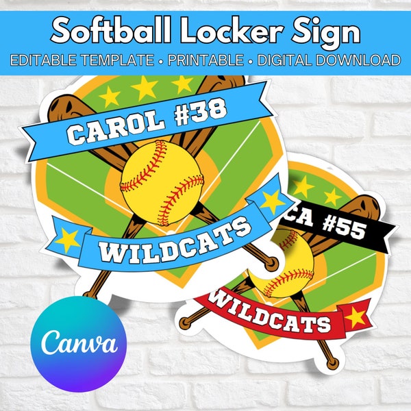 Softball Door Signs Canva - Etsy