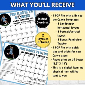 Editable Soccer Calendar Fundraiser Template, Pick a Date to Donate ...