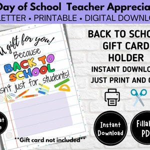 First Day of School Gift Card Holder, Back to School, Teacher ...