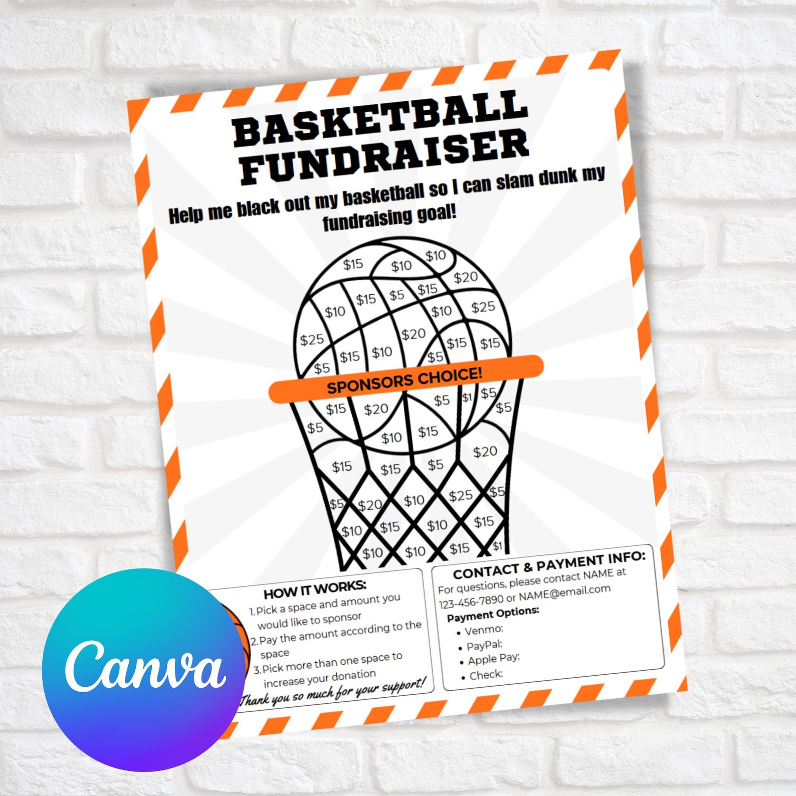 Basketball Fundraiser Template, Color My Basketball, Fundraiser Flyer ...