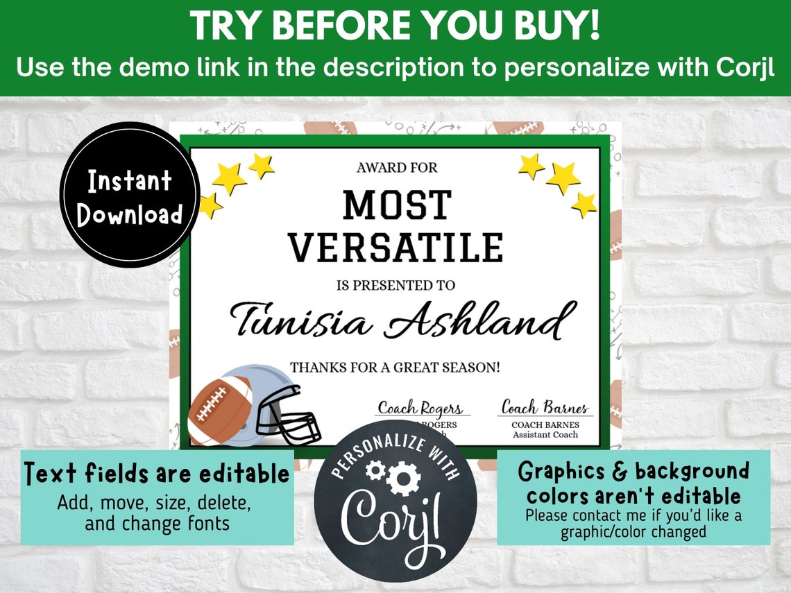 Editable Football Award Certificates, Award Ceremony Certificates, End ...