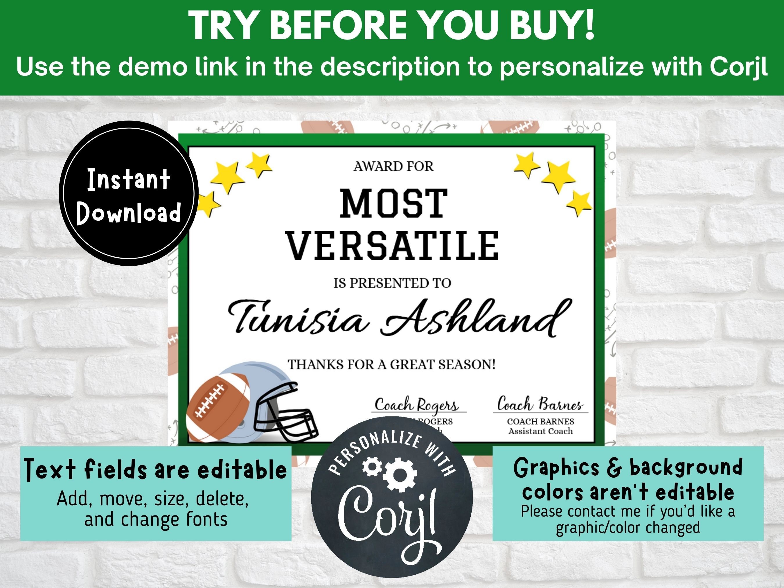 Editable Football Award Certificates, Award Ceremony Certificates, End ...