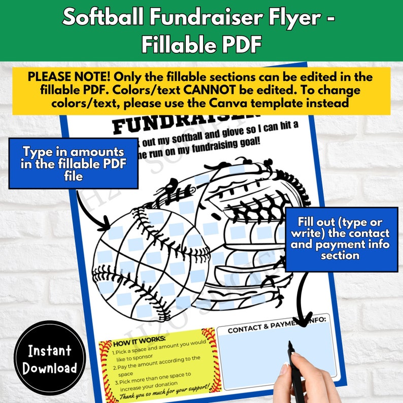 Softball Fundraiser Template, Color My Softball, Fundraiser Flyer, Team ...