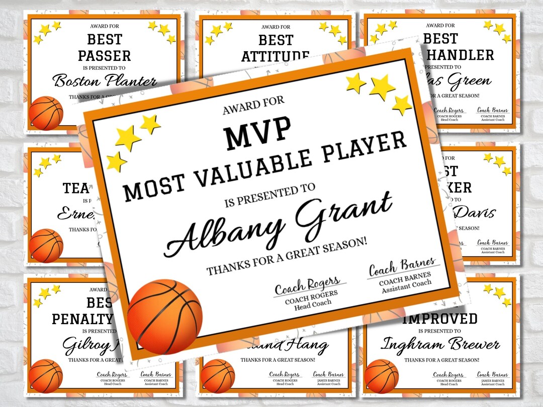 Editable Basketball Award Certificates, Award Ceremony Certificates ...