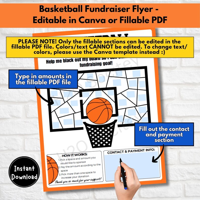 Basketball Fundraiser Flyer Template: Color-in Team Design (canva ...