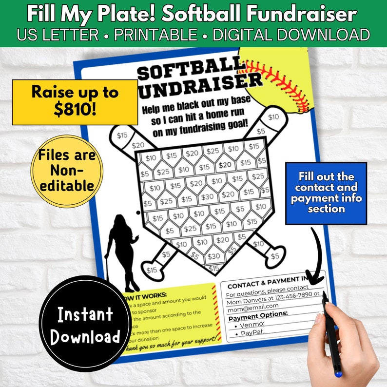 Softball Fundraiser Template, Color My Plate, Fundraiser Flyer, Team ...