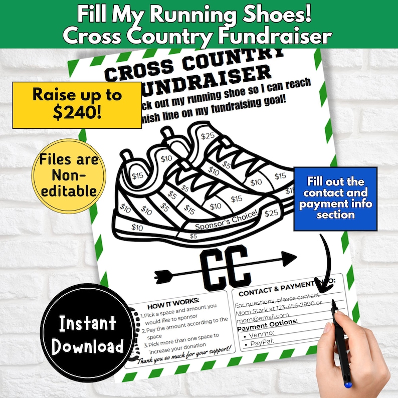 Cross Country Fundraiser, Color My Shoe, Fundraiser Flyer, Team ...