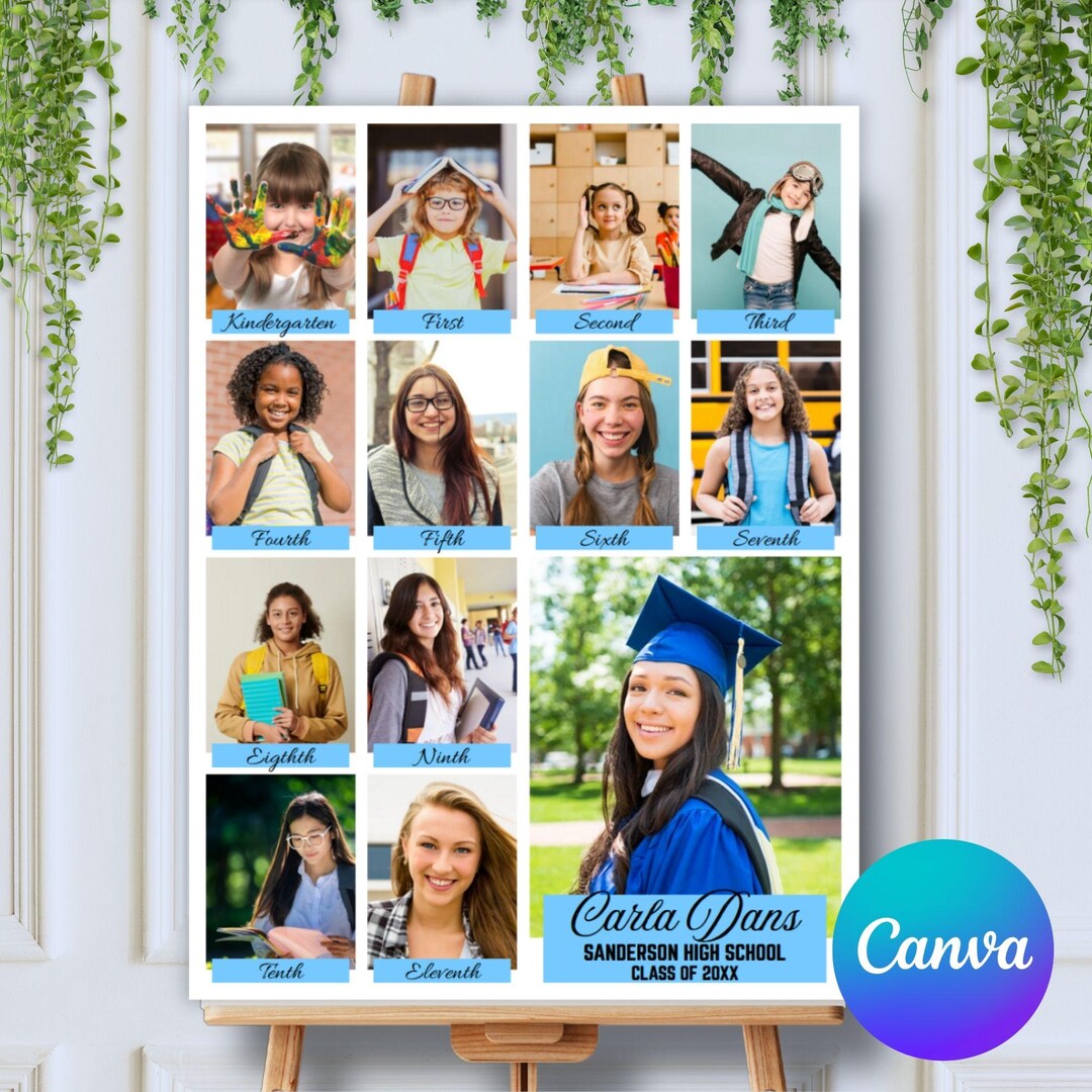 Graduation Collage, Graduation Photo Board, K-12 Grade Picture Display ...