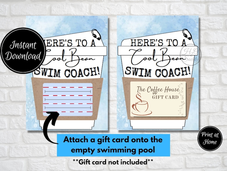 Swim Coach Gift, Swim Coach Thank You Card, Coach Appreciation Card ...