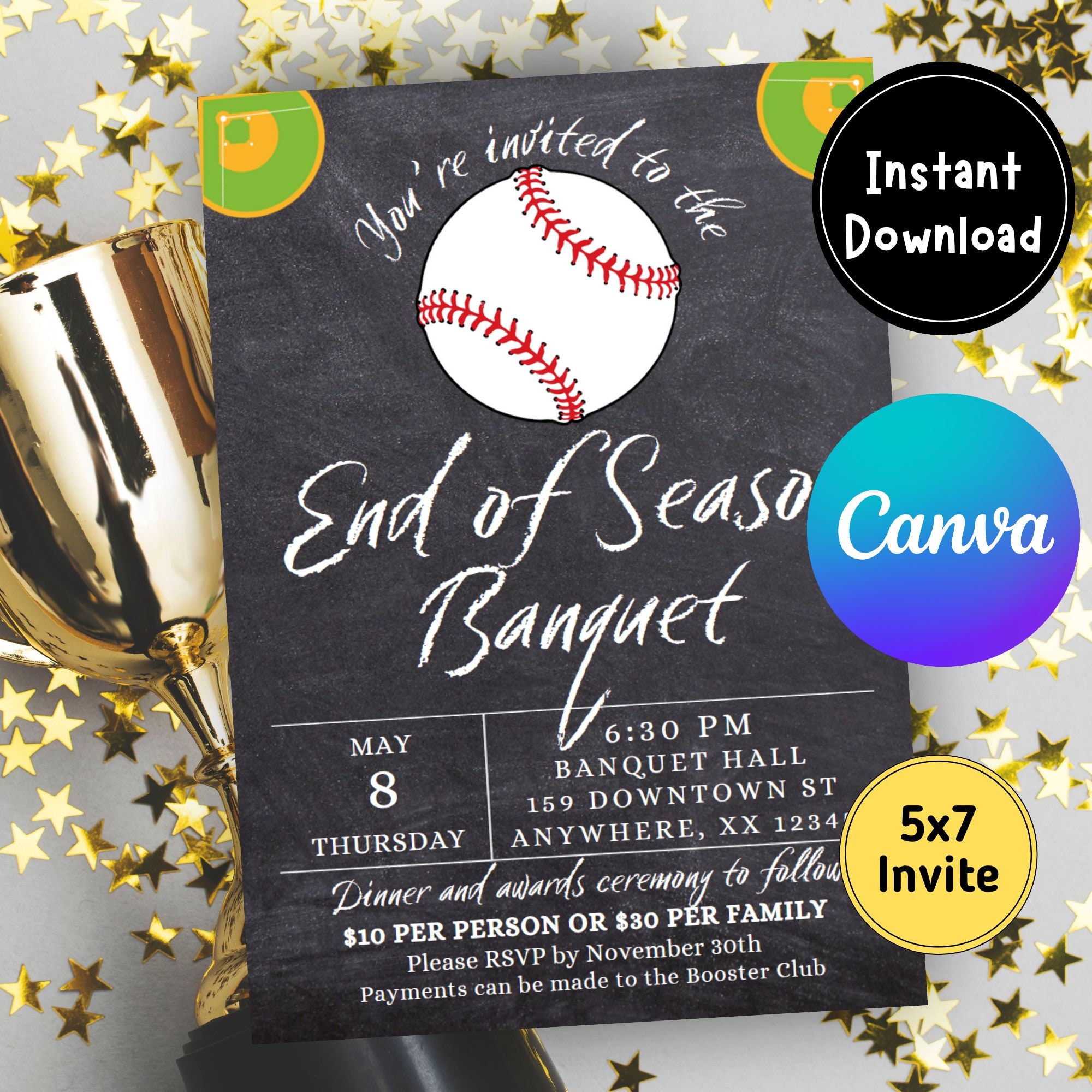 Editable Baseball Invitation Template, Team Party, End of Season ...