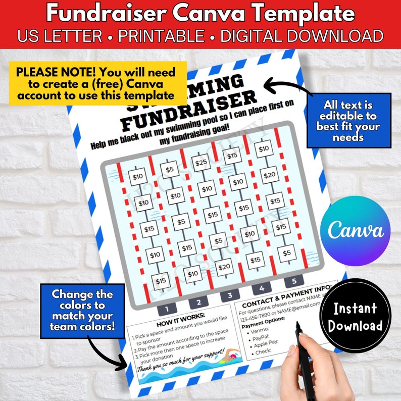 Swim Fundraiser, Color My Pool, Fundraiser Flyer, Team Fundraiser, Swim ...
