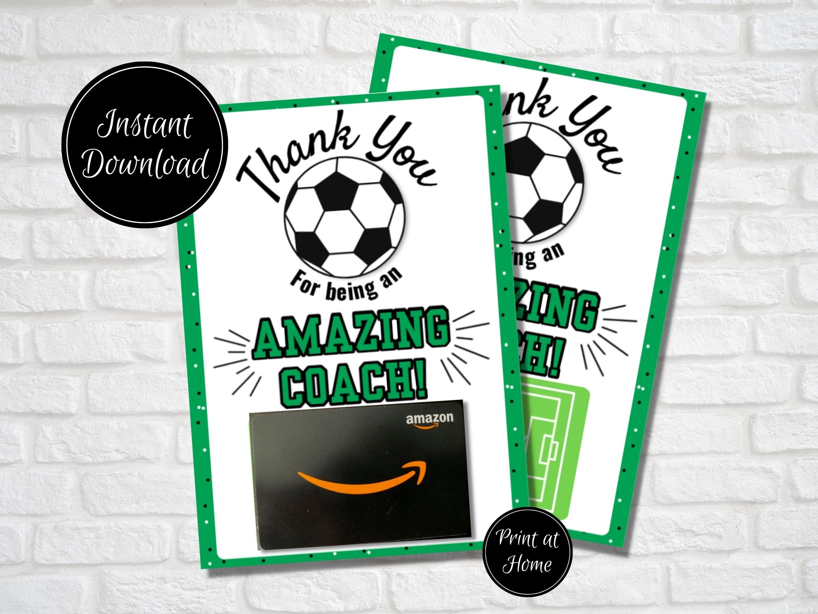 Soccer Coach Thank You Card, Gift Card Holder, Coach Appreciation ...