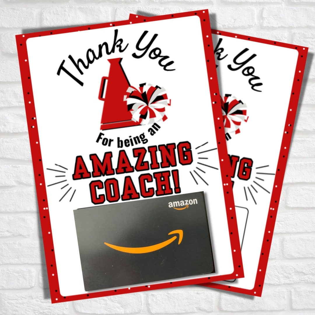 Cheer Coach Thank You Card, Gift Card Holder, Coach Appreciation, Cheer ...
