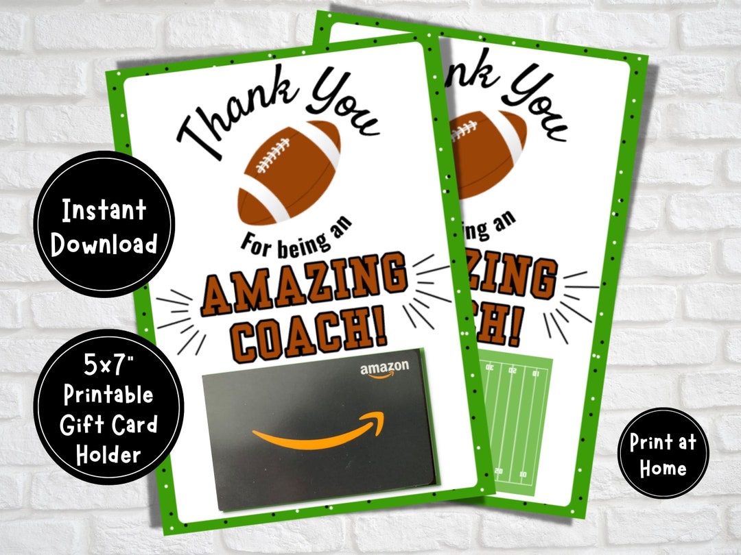 Football Coach Thank You Card, Gift Card Holder, Coach Appreciation ...