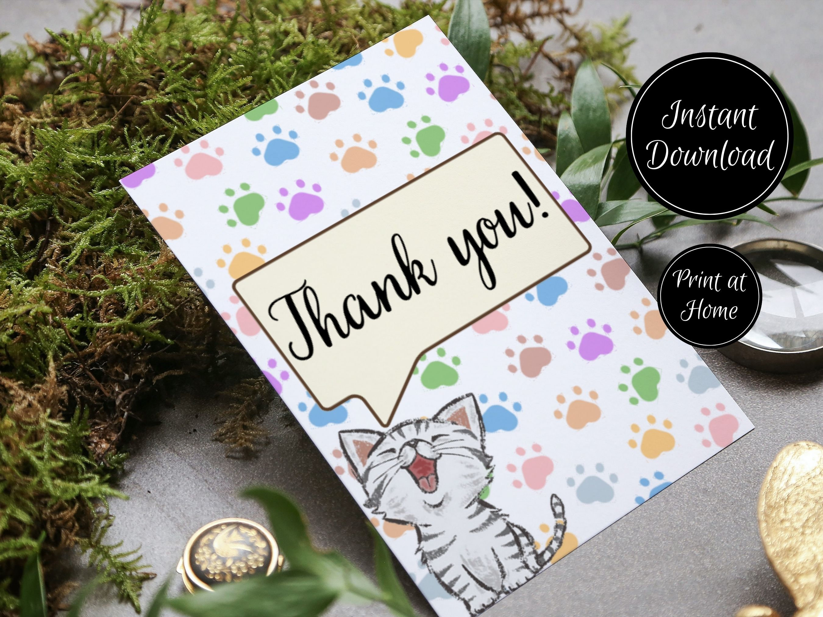 Pet Sitter Thank You Card, Printable Cat Sitter Gift, Cat Thank You ...